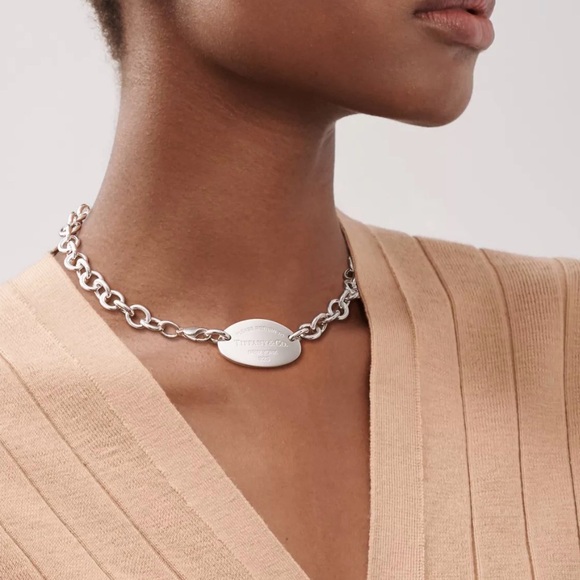 Tiffany & Co. | Jewelry | Tiffany Co Oval Tag Necklace | Poshmark